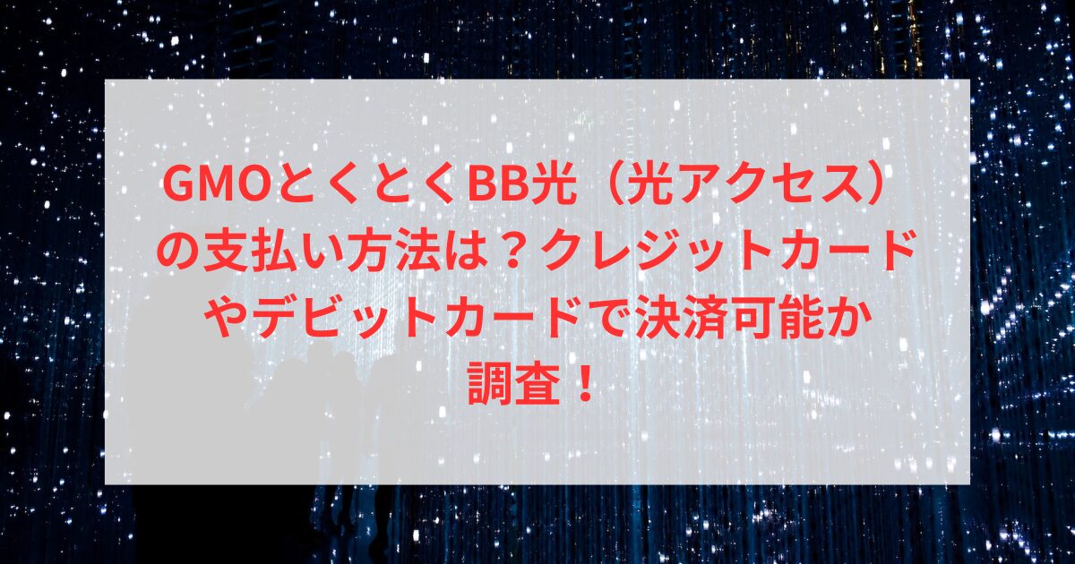 GMOとくとくBB光（光アクセス）の支払い方法は？クレジットカードやデビットカードで決済可能か調査！ | ベターライフブログ
